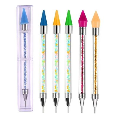 Nail Art White Dual-head Wax Pen With Diamante Embellishment