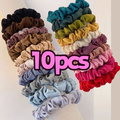 10pcs/Set Colorfu Hair Bands Women Hair Tie Satin Silk Scrun