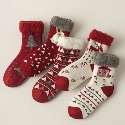 New Christmas Thickened Winter Warm Socks Fluffy Mid Tube So