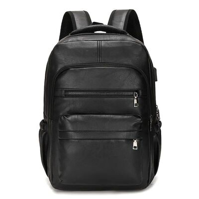 High Quality USB Charging Backpack Men PU Leather Bagpack La