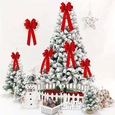 1 PC Large Christmas Bow  Valentine's Day Golden Edged Red V