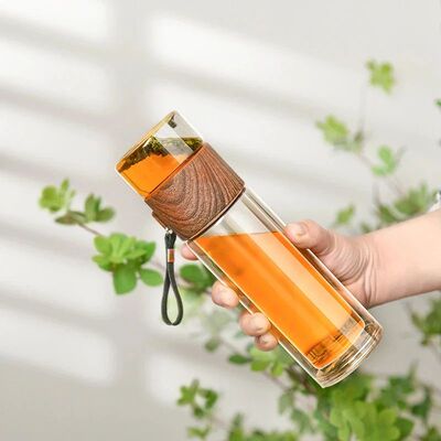 Glass Water Portable Bottle Double Wall Thermal Tea Water Se