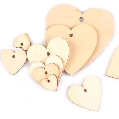 20-100mm One Holes Mix Heart Wooden Pattern Christmas Decora