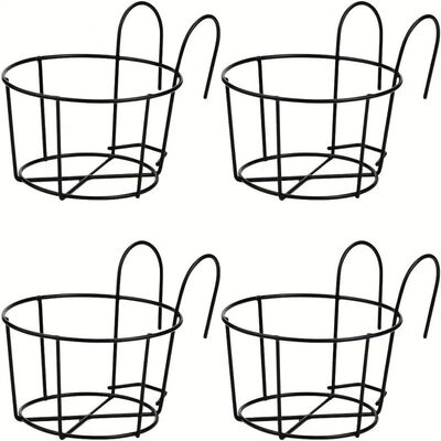 4pcs Stylish Round Metal Hanging Planters - Perfect for Balc