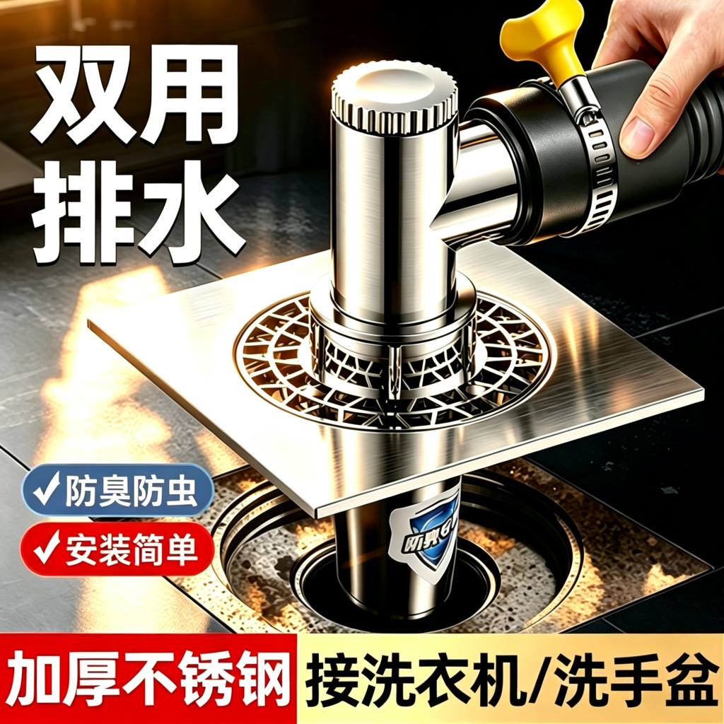 洗衣机下水管三通地漏接头排水管防臭防虫防溢三通分水流器一分二