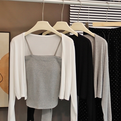 【南馆潇湘】莱赛尔天丝防晒针织开衫女休闲简约百搭V领开衫80820