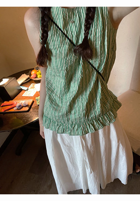 AULDCAT圆领无袖荷叶边背心