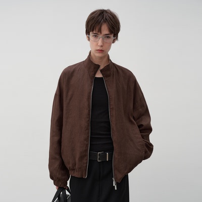 CONTRAFIEND「100%亚麻」春双面穿立领男休闲宽松老钱风通勤外套