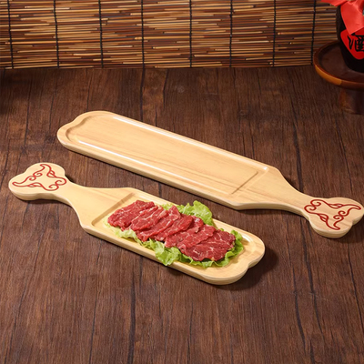 密胺仿木纹手柄涮肉盘牛肉手柄盘