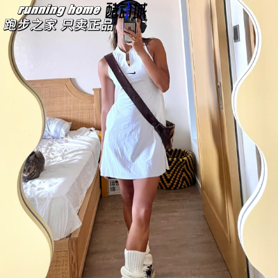 耐克网球服女夏季法网速干透气修身镂空A字运动连衣裙 DX1428-100