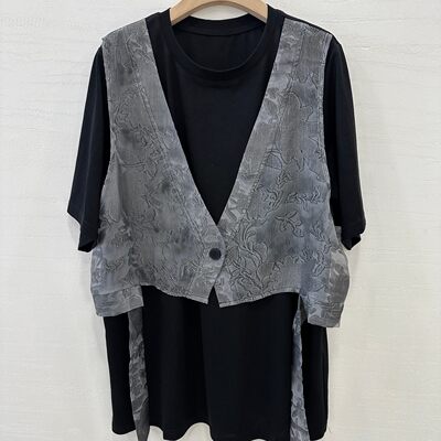 小艺欧货女装2026夏季新款韩版设计感假两件宽松休闲短袖T恤1068H
