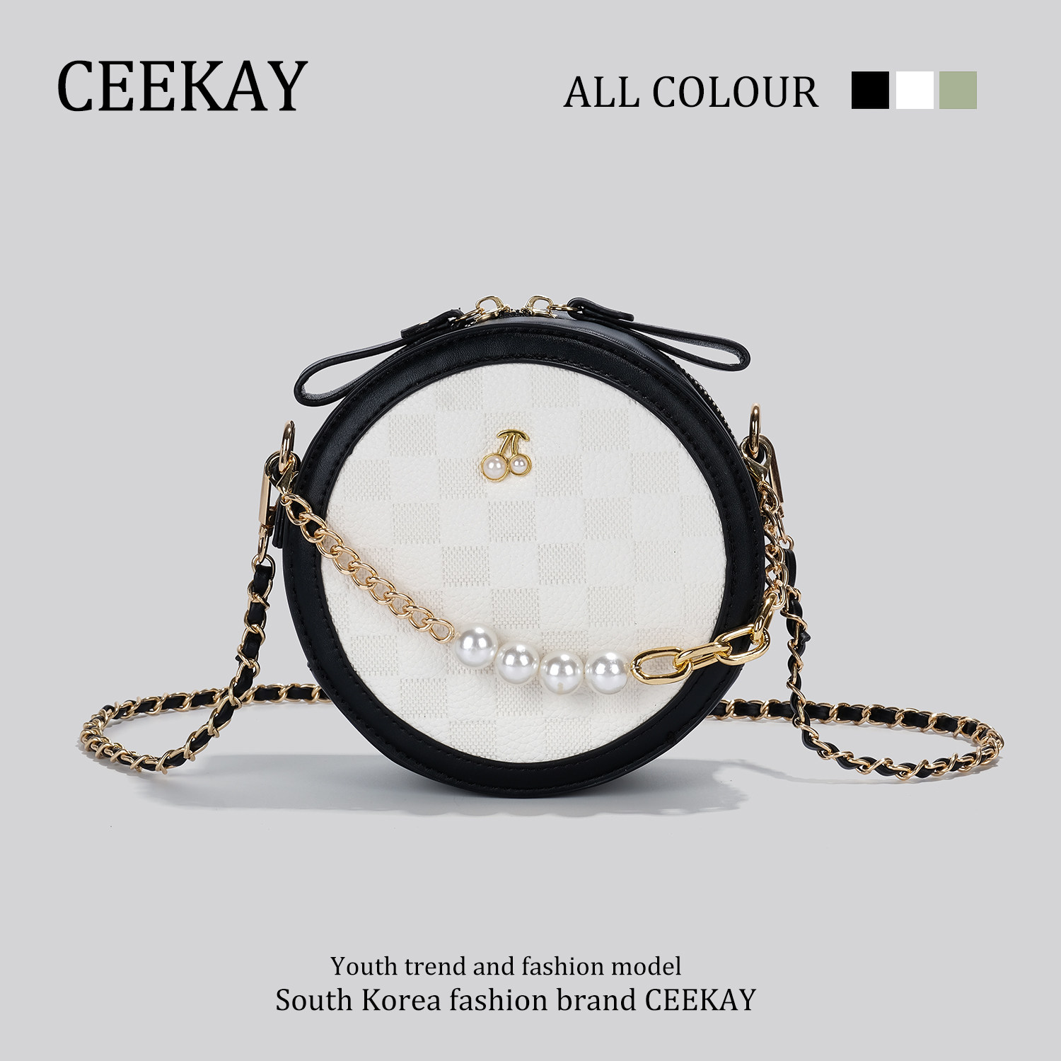 CEEKAY正品高级感小圆包小众独特设计小包包女2023新款链条斜挎包_虎窝淘