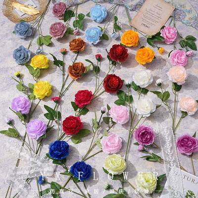 天津市武清区莫奈花语工艺品厂仿真欧式3头洋牡丹婚庆家居装饰假