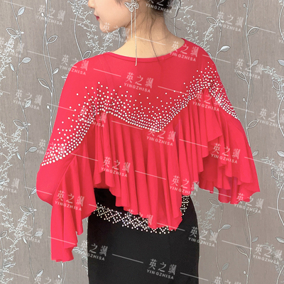 英之飒烫钻圆领拉丁舞蹈服