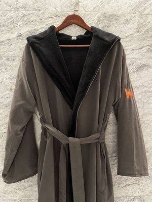 Hilton希尔顿万豪酒店浴袍光泽缎面贵气情侣睡袍 短绒睡袍女春秋