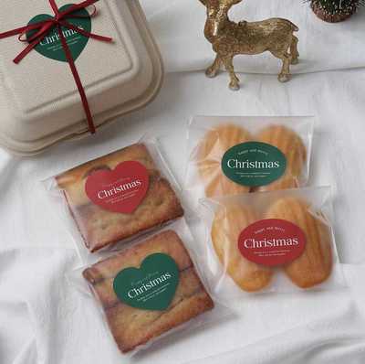 圣诞节红绿merrychrist烘焙贴纸