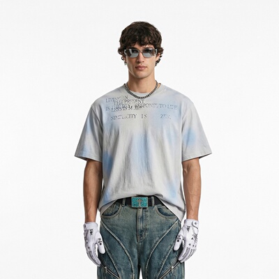 inflation美式街头喷绘印花T恤26春夏新品潮牌撞色字母短袖男女