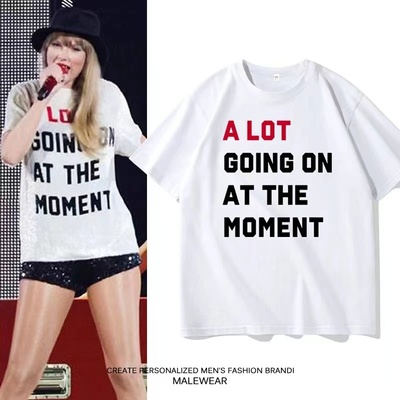 泰勒斯威夫特演唱会周边同款短袖t恤霉霉A LOT GOING ON宽松衣服