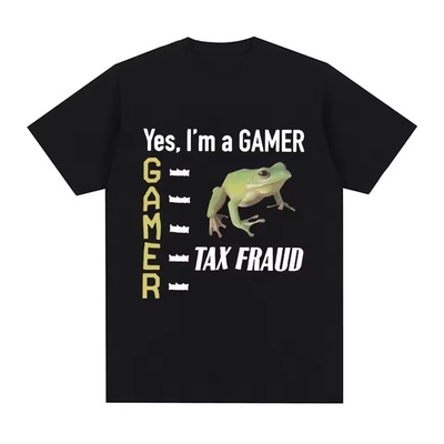 Tax Fraud Gamer 短袖T恤男女纯棉宽松潮帅气时髦大学生情侣上衣