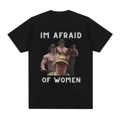 I'm afraid of women健身爱好者趣味搞笑字母印花短袖T恤男女夏季