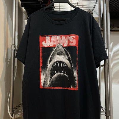 大白鲨美式重磅棉小领口短袖T恤