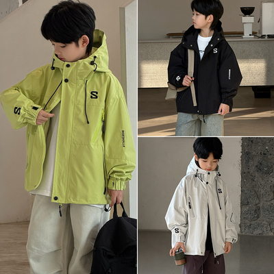大E小e男女童潮流撞色冲锋衣外套