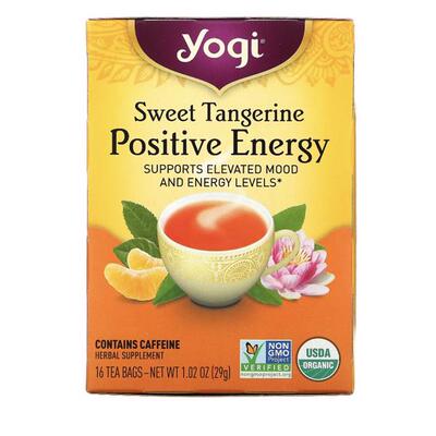 现货Yogi Tea甜橘正能量原生天然草本补充剂绿色马黛制成提升能量