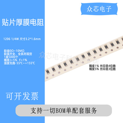 1206贴片电阻1%精度0R-10M