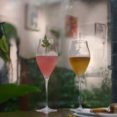 酒吧水晶玻璃杯手工线条320ml高脚鸡尾酒香槟红酒起泡酒杯子