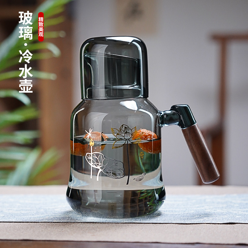 日式耐高温纹玻璃冷水壶大容量果汁扎壶家用凉白开水壶喝茶咖啡壶