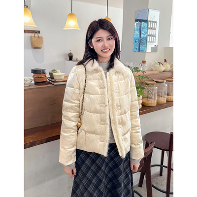 新中式国风提花翻领羽绒外套