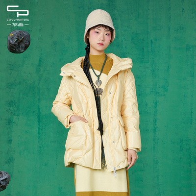 休闲简约宽松廓形中款羽绒服