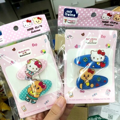 nah 日系HelloKitty黄油小熊联名发夹卡通可爱少女侧边夹发饰y2k