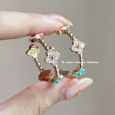 ZZZITA 马里布风情·Malibu Coast～彩色滴釉花朵设计感圈圈耳环