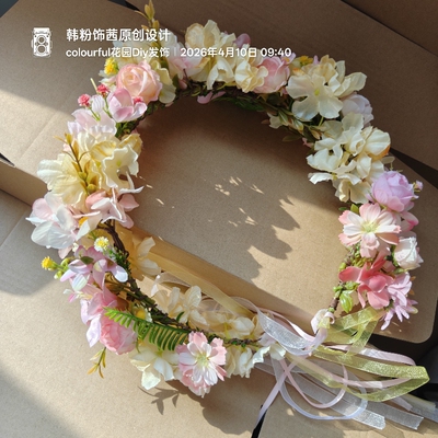 原创高端定制香槟色森系花环