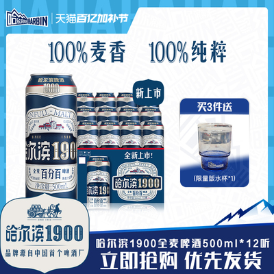 哈尔滨1900全麦啤酒500ml×12听