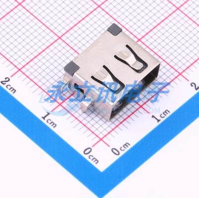 11.0 90°CB1.9 USB 2.0连接器 Type-A 11.0四脚插件沉板1.9端子
