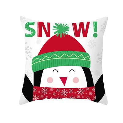 Christmas Cute Cartoon throw pillow cover with short plush p