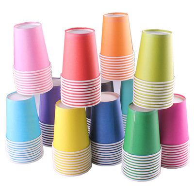 10PCS Pure Colour Party Disposable Paper Cups Juice Cup DIY