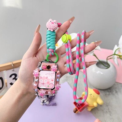 适用小天才W2123AC儿童电话手表Q1C表带好看挂绳Z2保护壳套表链袋