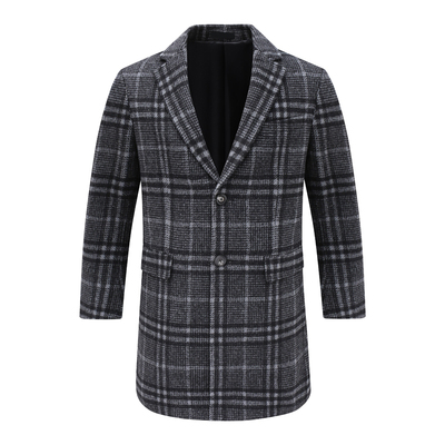 深灰格子79.5％绵羊毛呢大衣