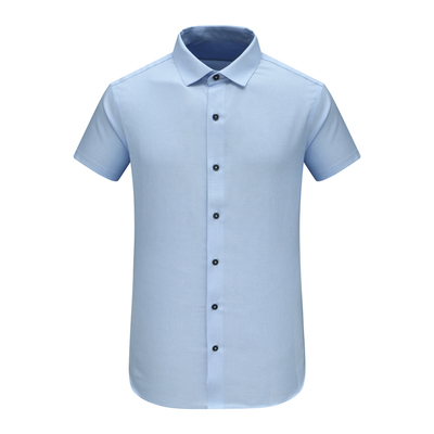职业装浅蓝色全棉免烫短袖衬衫