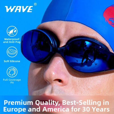 WAVE Swimming Goggles Big Frame Auto Clip Mirror Coated Lens