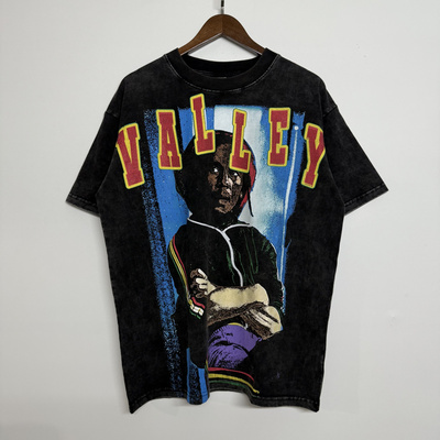 美式高街Vale Forever黑人小孩印花字母烫钻做旧宽松男女短袖T恤