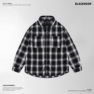 【檀健次同款】美式复古格子衬衫男长袖春秋季高级感休闲衬衣外套