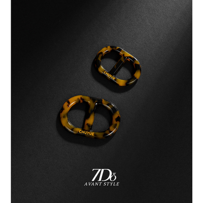 复古豹纹醋酸丝巾扣环衣角打结扣