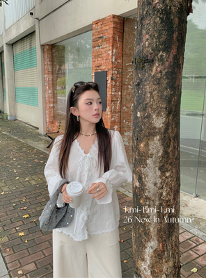 Tmi家27606#花边刺绣小衫 白 SML