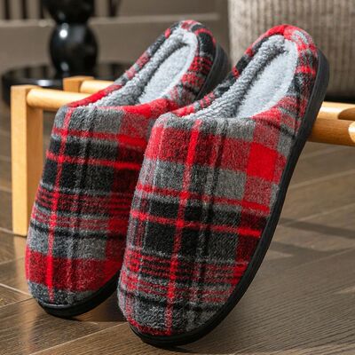 Men's Soft Felt Plaid Home Slippers Are Comfortable and Warm