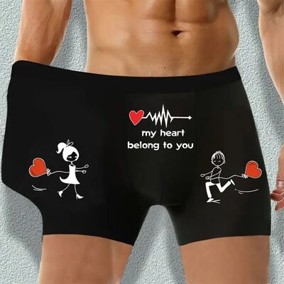 New Style Men Underwear Black Color Men Boxer Printing My He