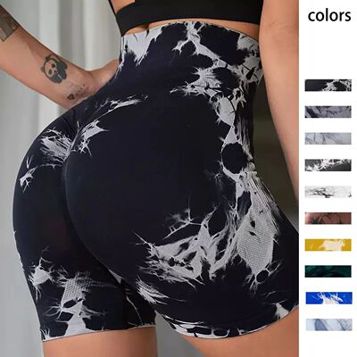 Yoga Shorts Seamless Tie Dye Push Up For Women High Waist qu
